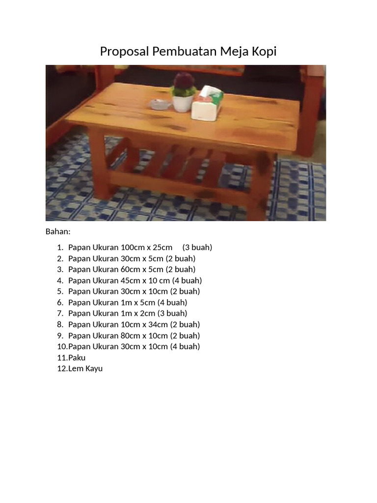 Proposal Pembuatan Meja Kopi | PDF