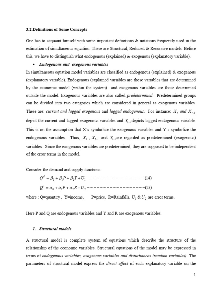 Econometrics 2 CH 3 Part2 SEM | PDF | Endogeneity (Econometrics) | Equations