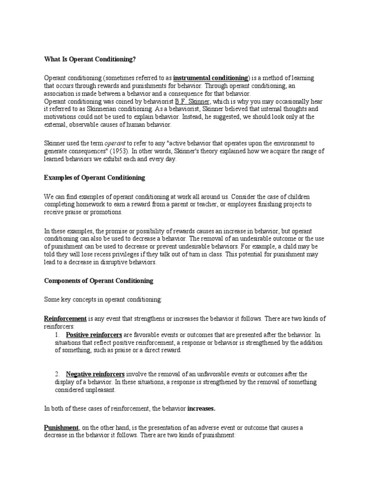 Operant Conditioning | PDF | Reinforcement | Behaviorism