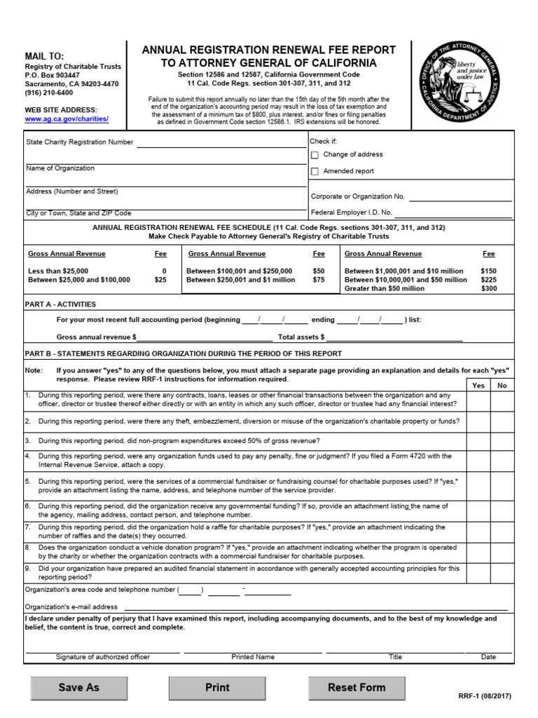 RRF-1 Filing Instructions for Charities | PDF | Charitable Organization ...