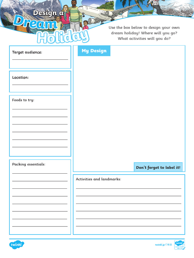 T TP 1658227737 Design A Dream Holiday Worksheet Ver 2 | PDF