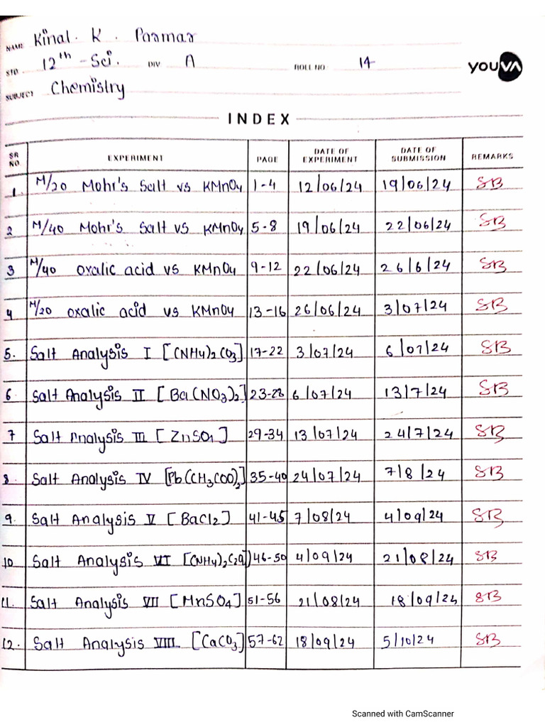 Cbse 12 Chemistry Journal | PDF