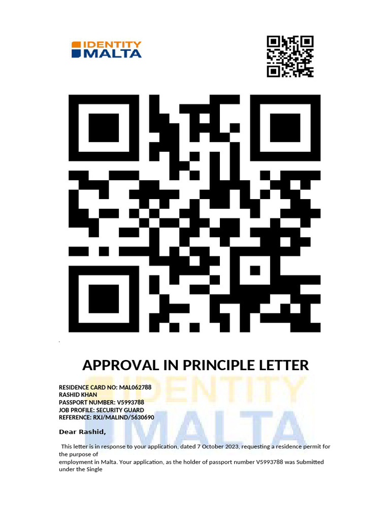 Approval in Principle Letter - Malta | PDF