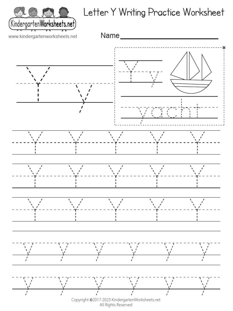 Letter y Writing Practice Worksheet | PDF