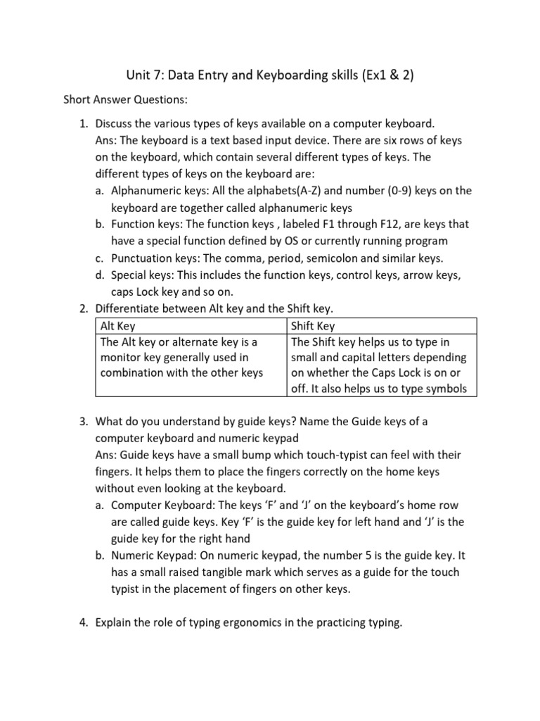Keyboarding Skills and Typing Techniques | PDF | Computer Keyboard ...