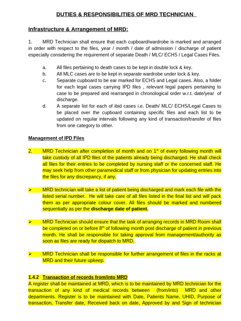 MLC File Retention Guidelines in MRD | PDF | Medical Record | Patient