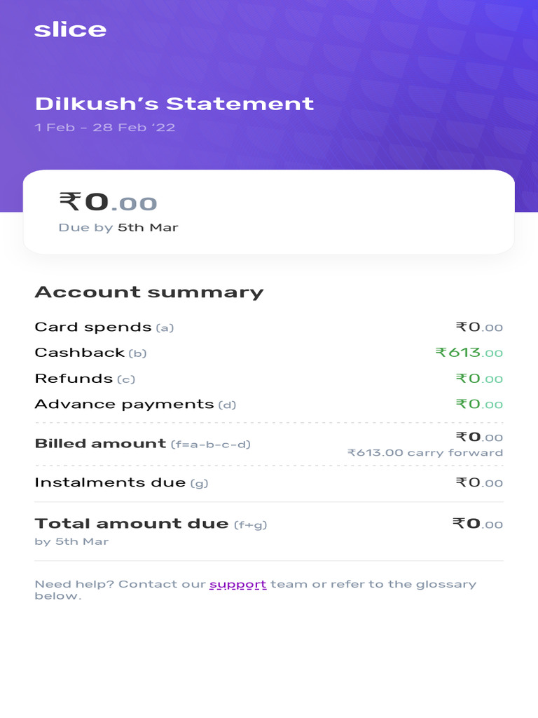 Slice Account Statement - Feb '22 | PDF | Credit Card | Payments