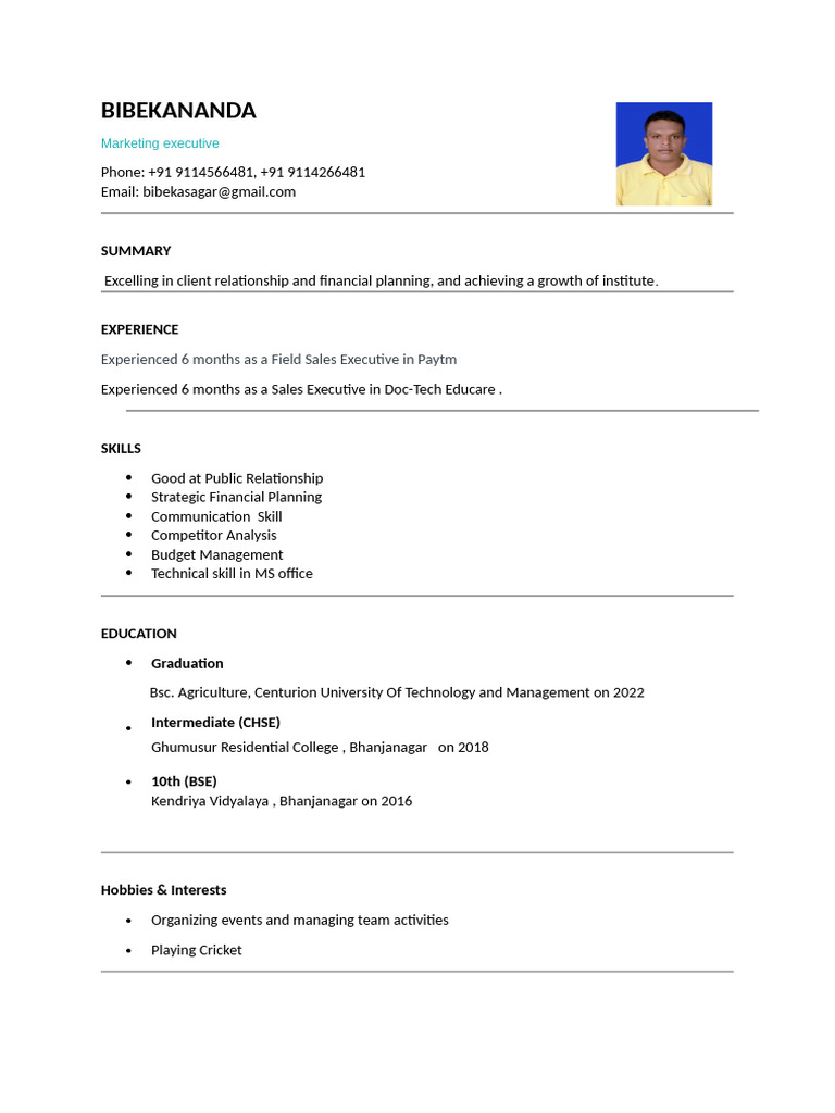 Bibekananda CV | PDF