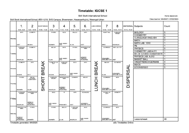 IG-1 June Timetable - New | PDF