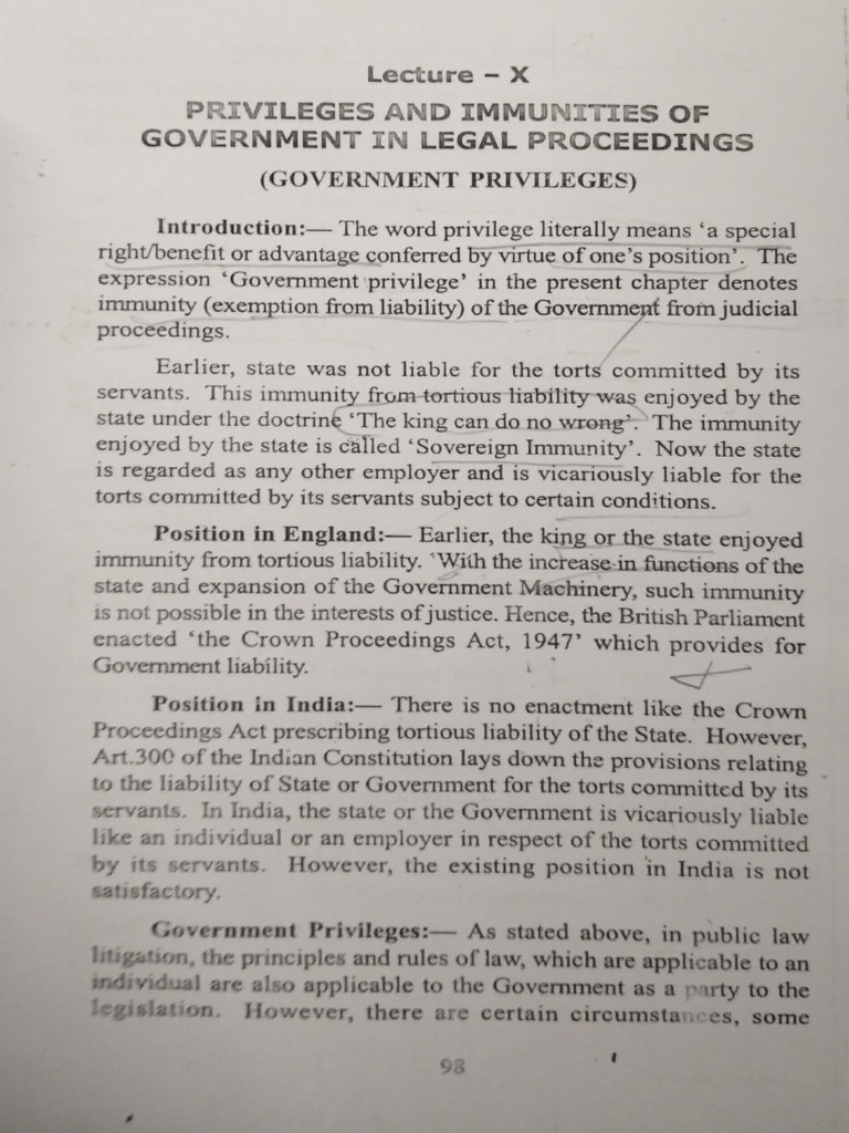 Privileges and Immunity of Government in Legal Proceedings | PDF ...