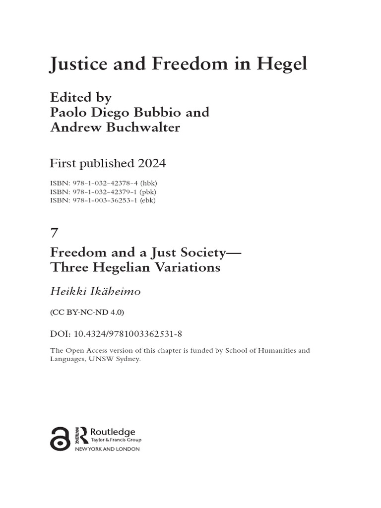 Hegelian Principle | PDF | Georg Wilhelm Friedrich Hegel | Justice