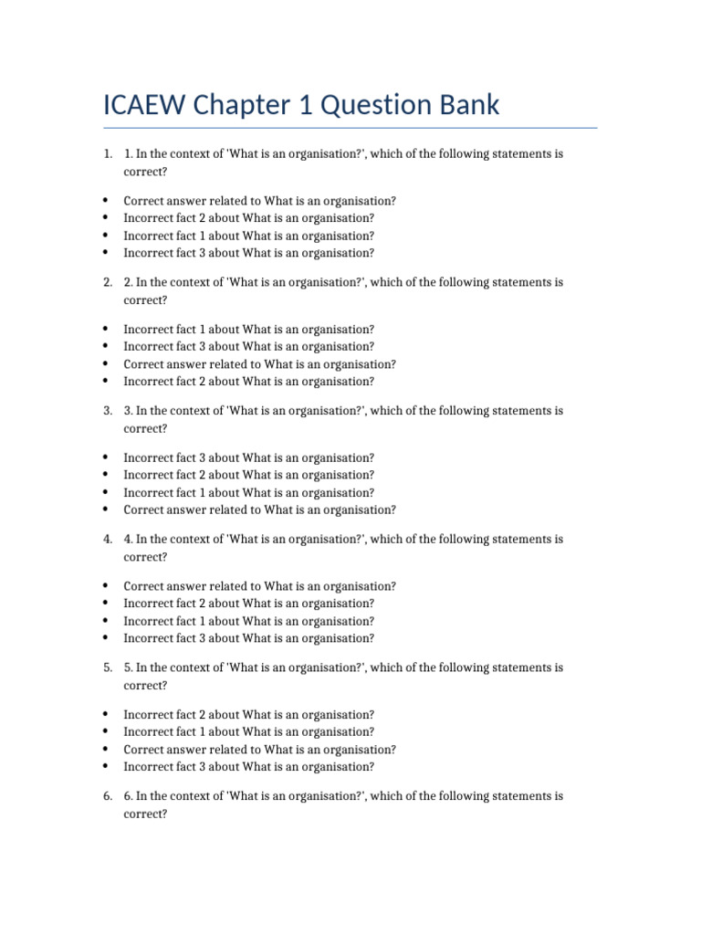ICAEW Chapter1 Question Bank Full | PDF | Chess Theory | Chess