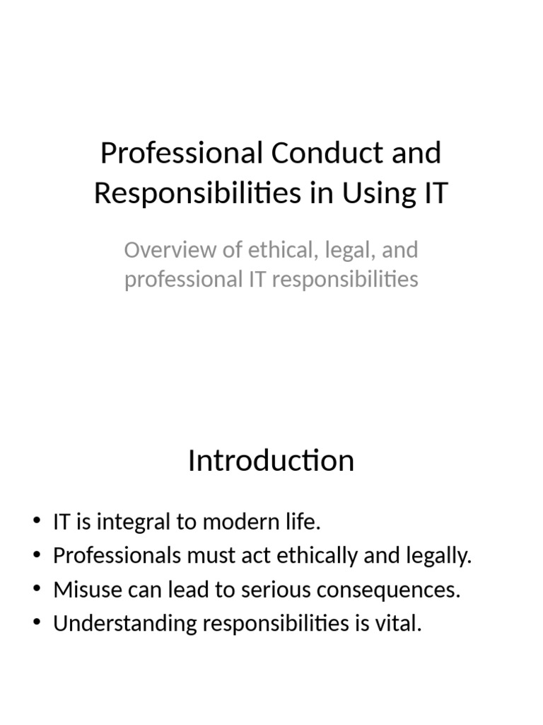 IT Professional Conduct and Ethics Guide | PDF