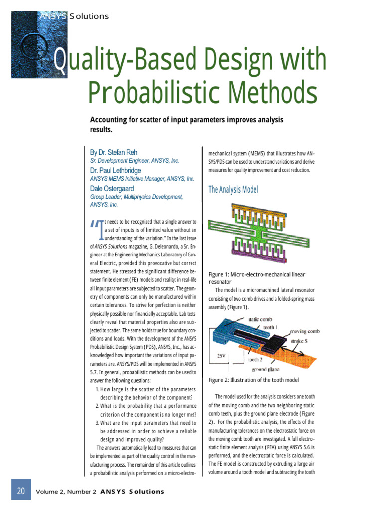 Probabilistic Design for MEMS Quality | PDF | Probability Distribution ...