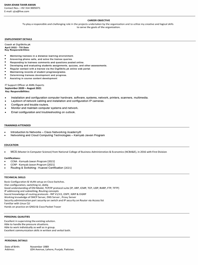 Shah Jehan CV | PDF