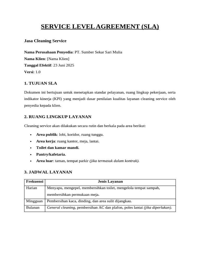 Service Level Agreement | PDF