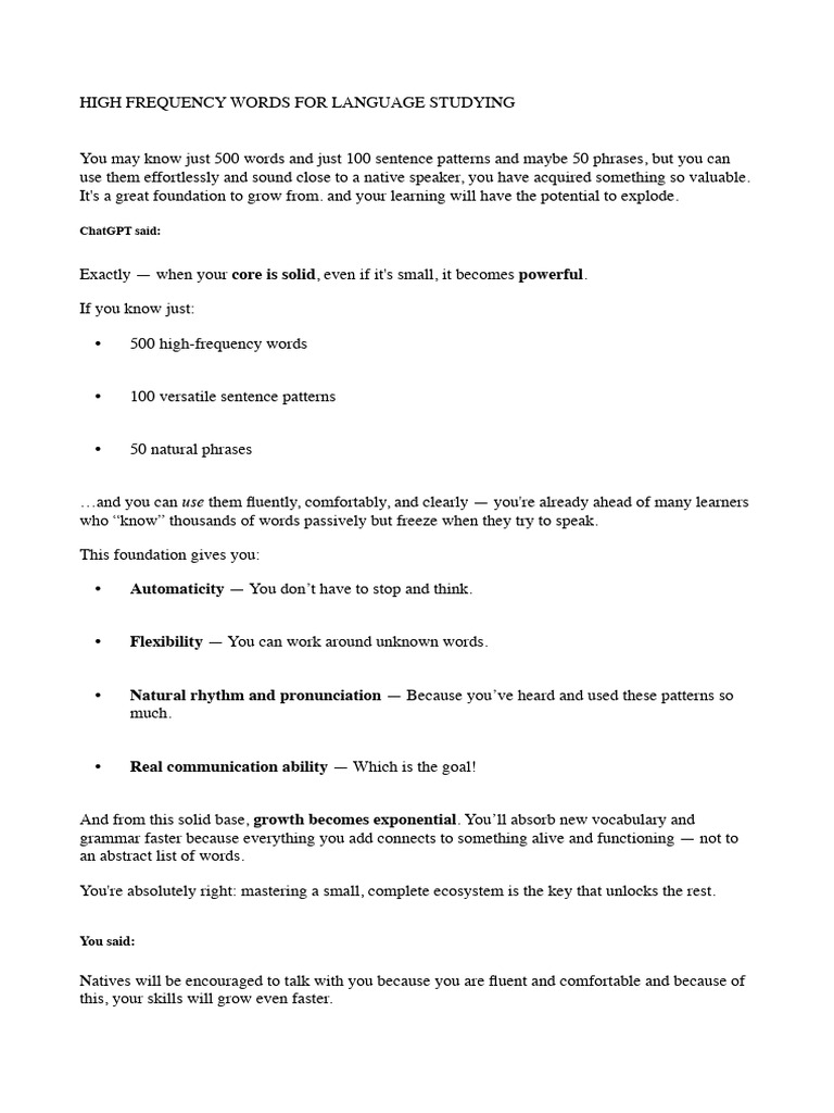 High Frequency Words | PDF | Vocabulary | Fluency