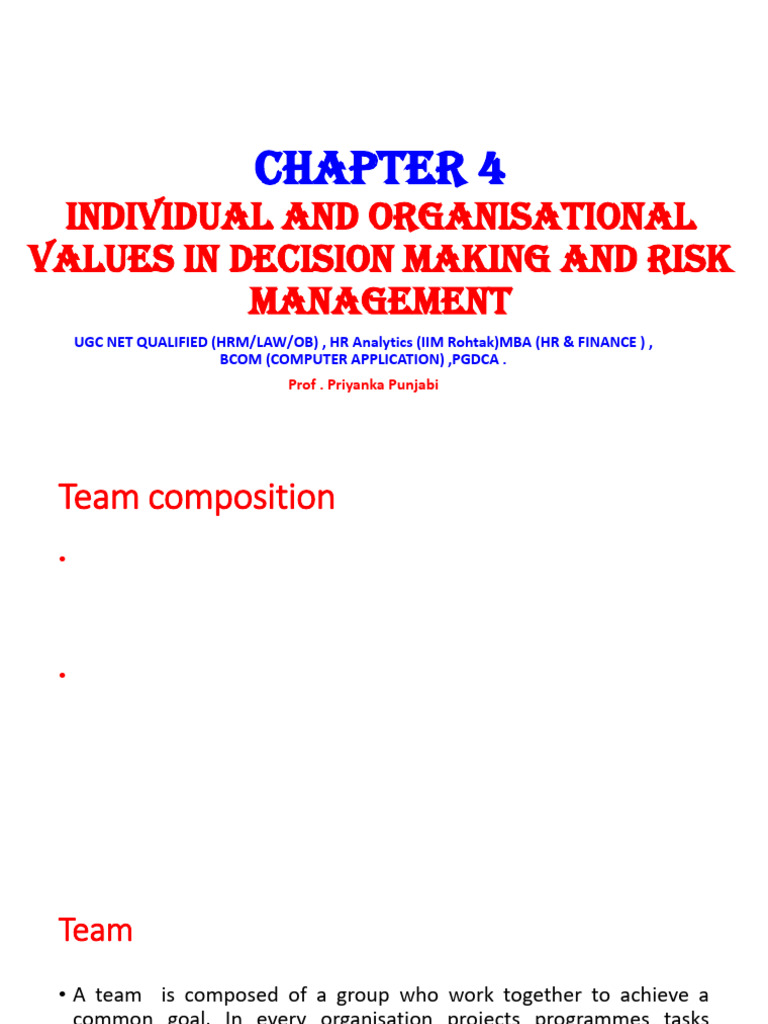 Chapter 4 Decision Making & Risk Management | PDF | Risk | Decision Making