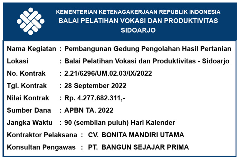 Papan Nama Proyek Gedung PHP OK | PDF