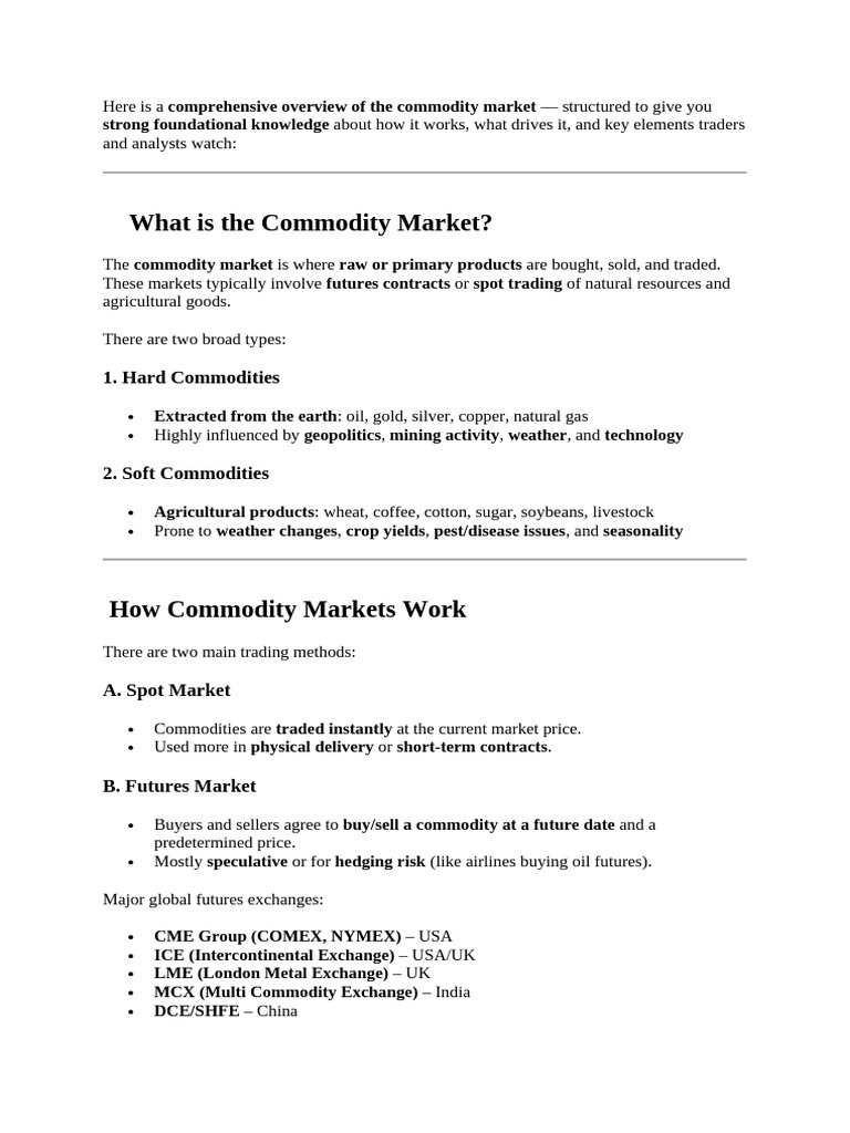 What Is The Commodity Market?: 1. Hard Commodities | PDF | Commodity ...