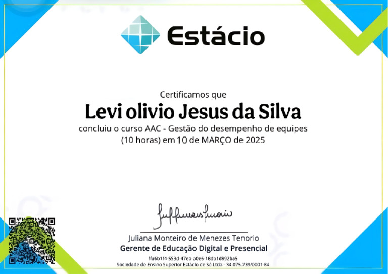 Certificado Estácio | PDF