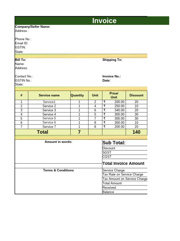 Invoice Bill Book Format Template | PDF | Invoice | Payments