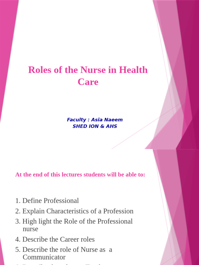 Nurse Roles in Health Care Explained | PDF | Nursing | Medical Diagnosis