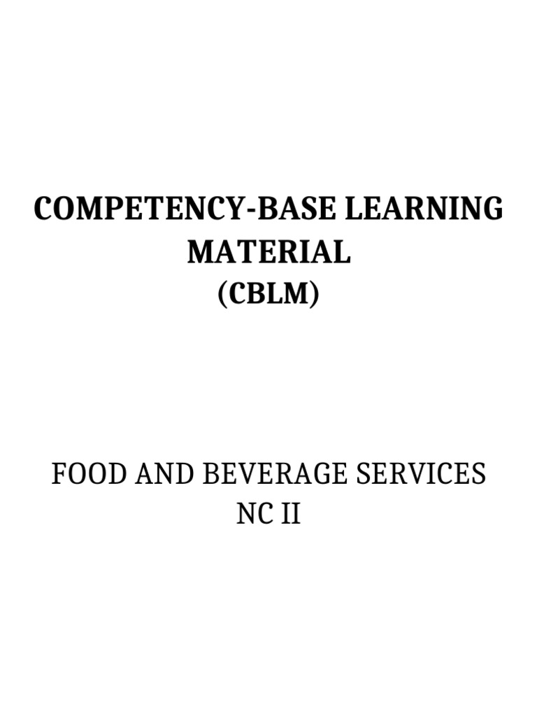 Title Page For Fbs NC II | PDF