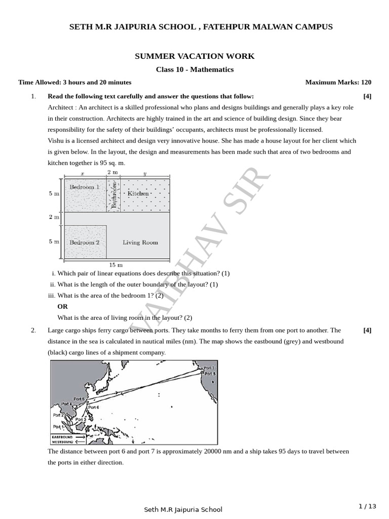 class 10th Case study Pyqs | PDF | Area | Equations