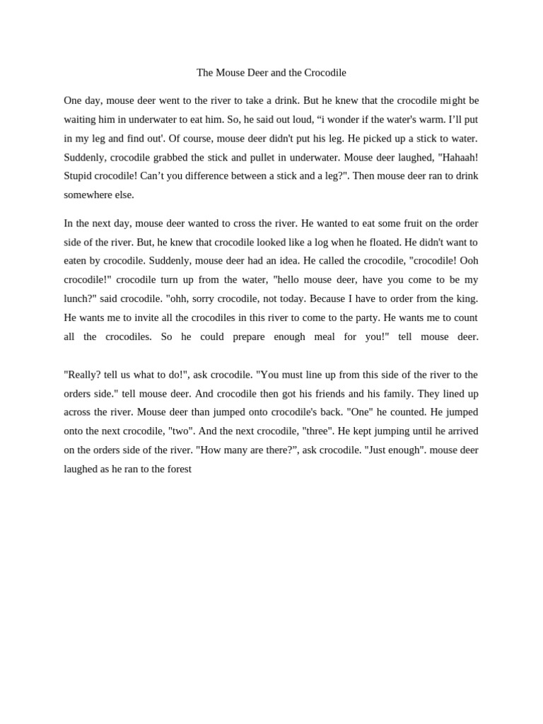 The Mouse Deer and The Crocodile 2 | PDF