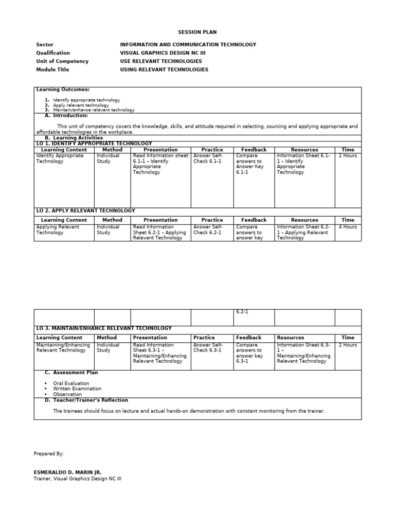 Visual Graphics Design Tech Session Plan | PDF | Information ...