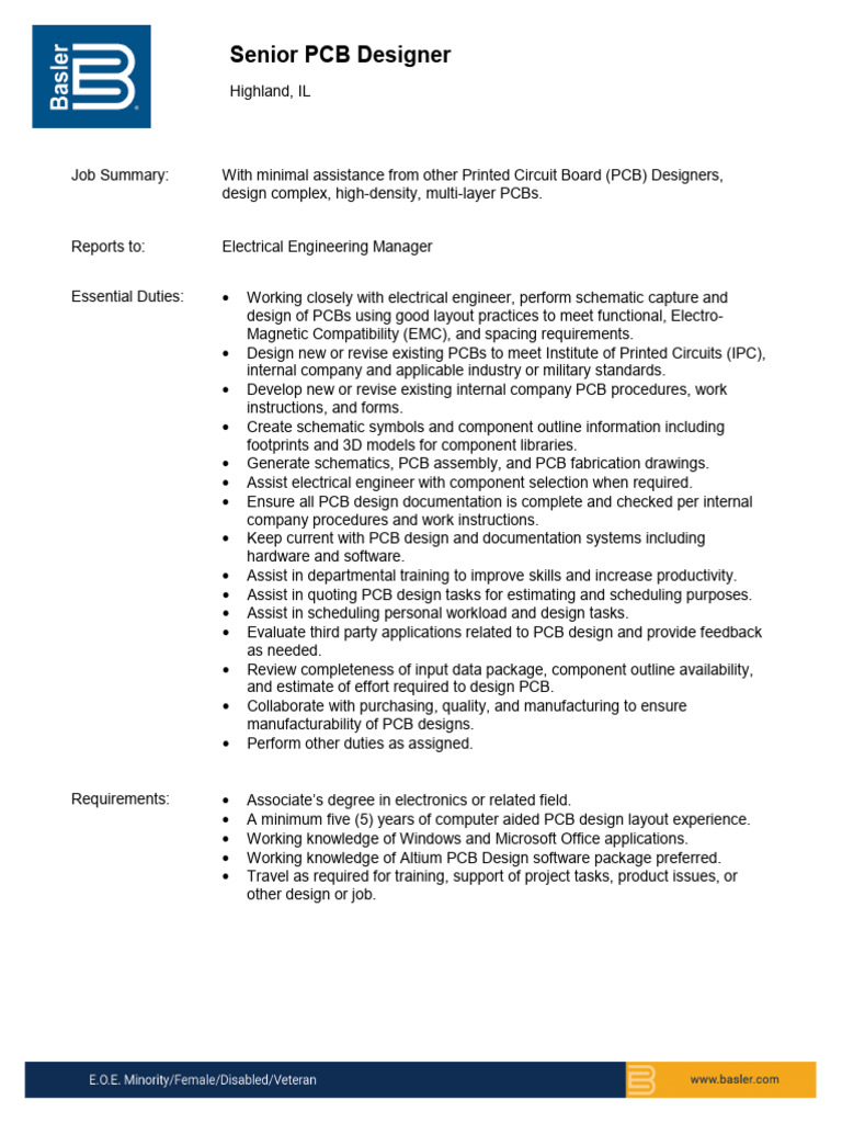 0 Senior PCB Designer Highland | PDF | Printed Circuit Board | Computing