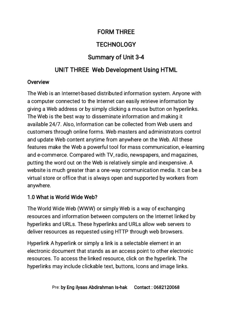 F3 Unit 3-4 Summary Technology | PDF | World Wide Web | Internet & Web