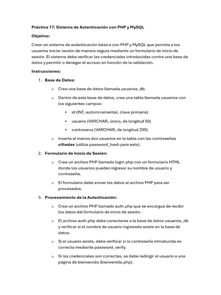 Práctica 17 - Autenticación-1 | PDF | Php | Autenticación