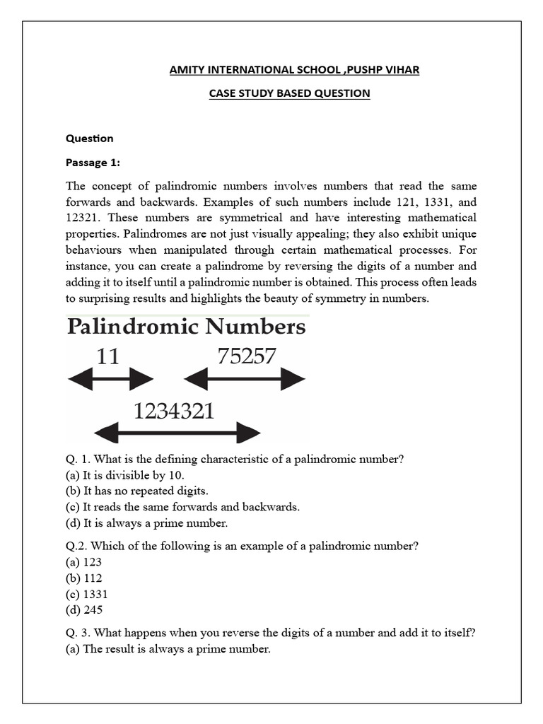 Class 6 Maths: Palindromic Numbers Study | PDF | Time | Numbers