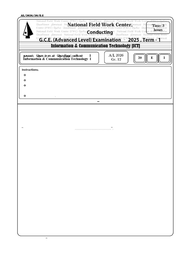 A/L ICT Exam Questions 2026 | PDF | Computer Data Storage | Random ...