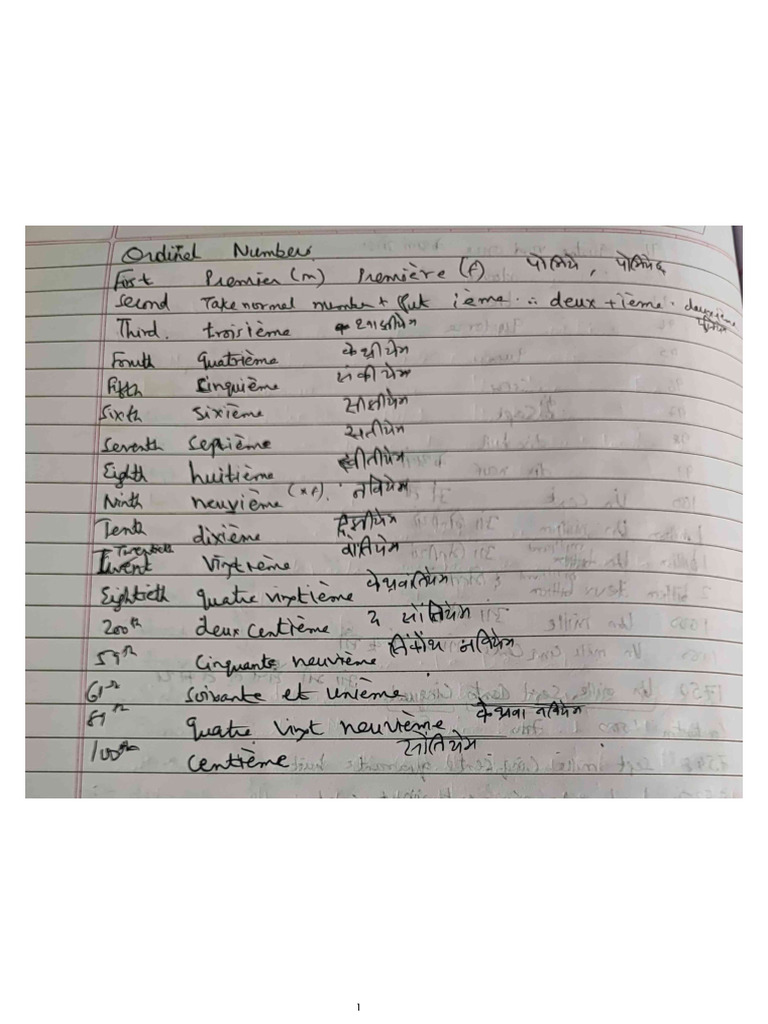 French Ordinal Numbers | PDF