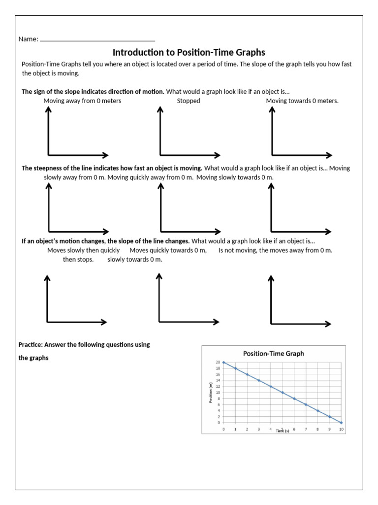 Position Time Graphs Worksheet | PDF | Velocity | Chess