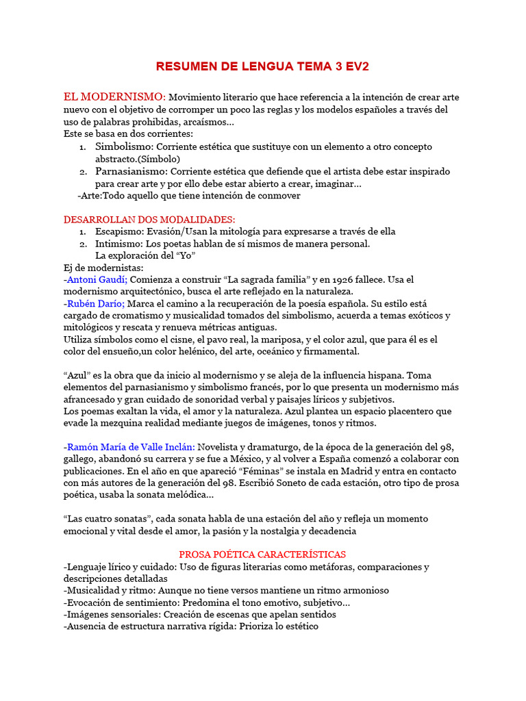 Resumen de Lengua Tema 3 Ev2 | PDF | Poesía