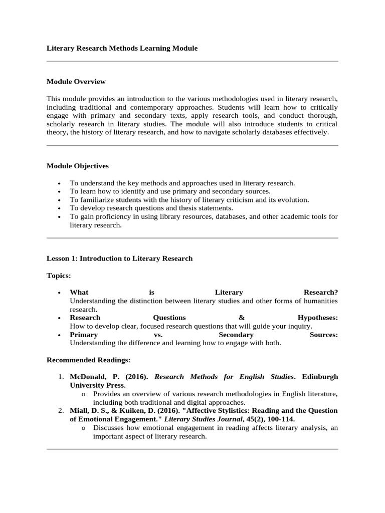 Literary Research Methods Overview | PDF | Narrative | Literary Criticism