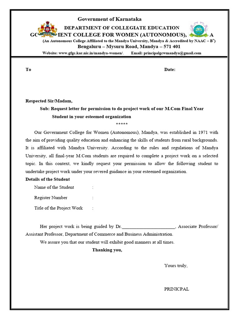 MCom Project Report Permission Letter 2025 - 250621 - 070452 | PDF