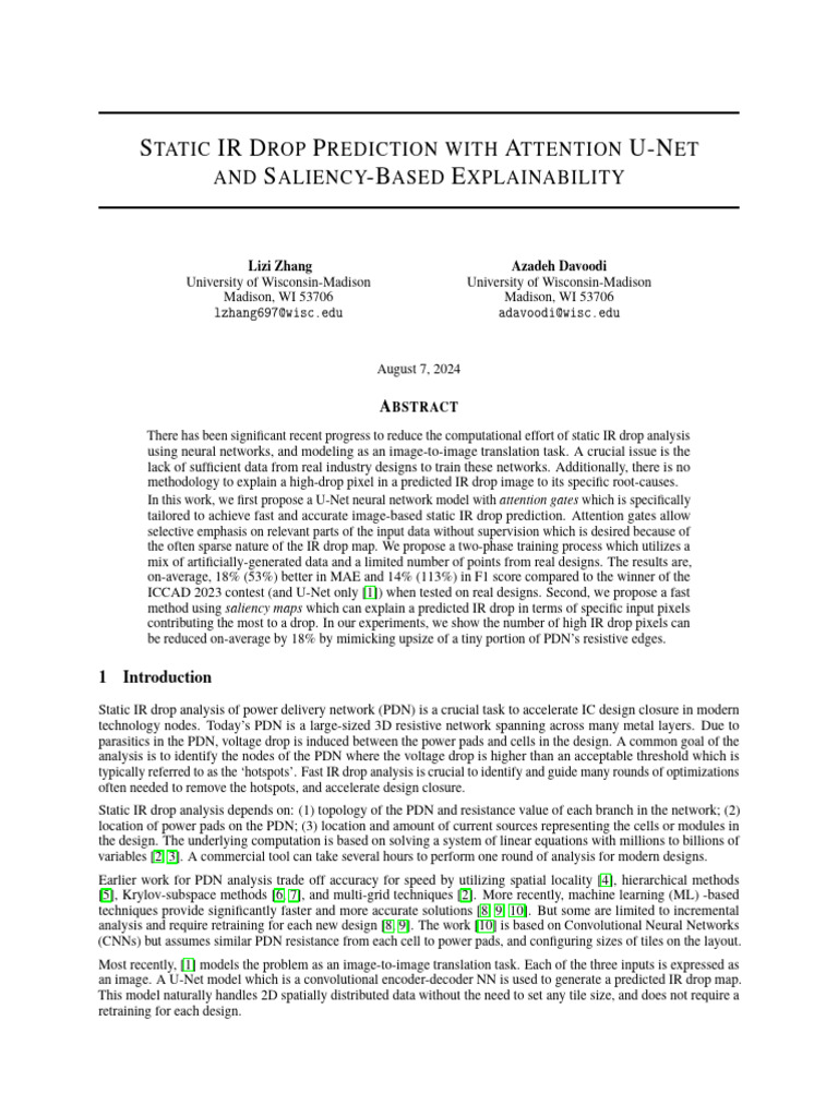 AttUNet for Static IR Drop Prediction | PDF | Applied Mathematics