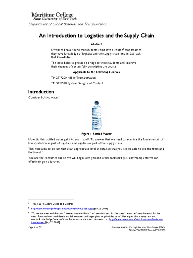 An Introduction To Logistics and The Supply Chain | PDF