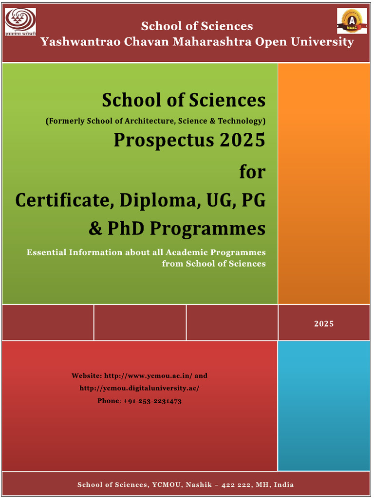 YCMOU School of Sciences Prospectus 2025 | PDF | Postgraduate Education ...