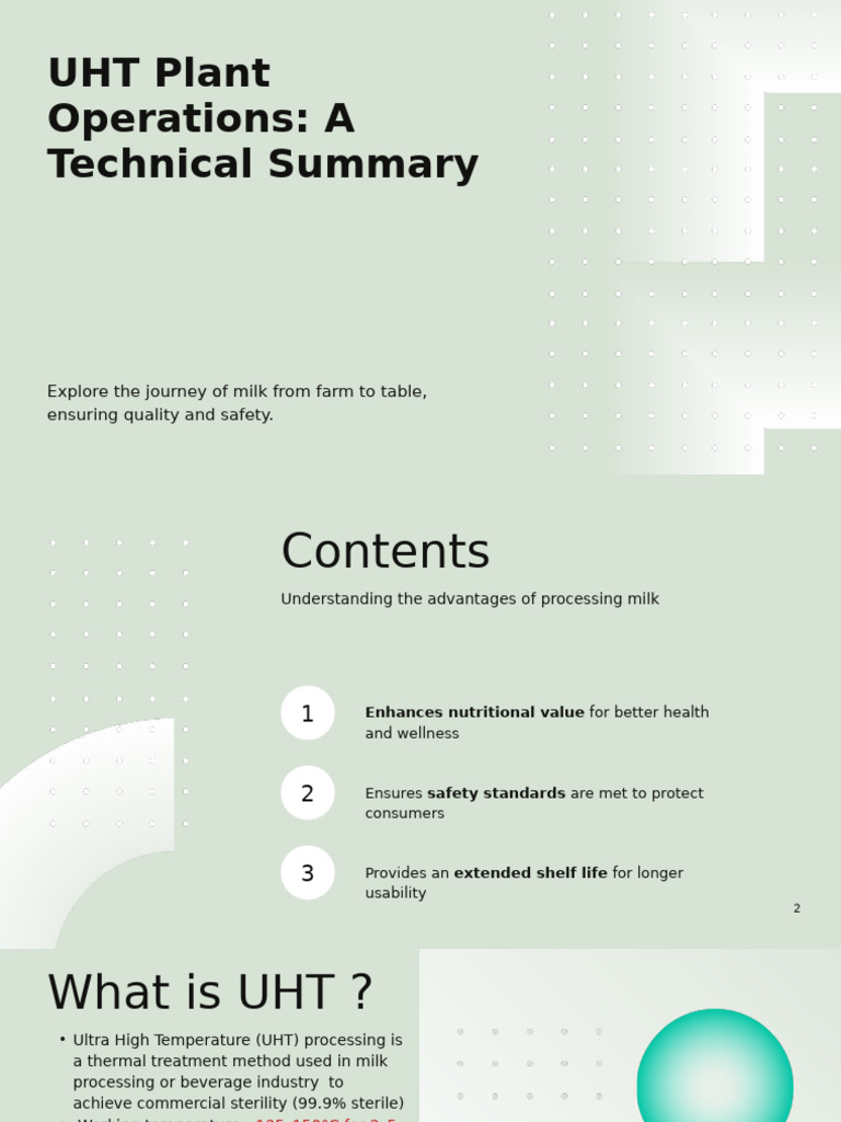 Edited UHT Milk Presentation 3col | PDF | Milk | Food Science