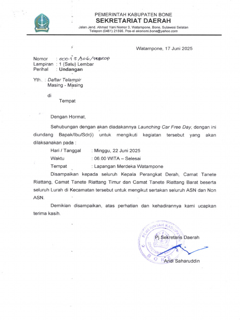 Undangan Car Free Day | PDF