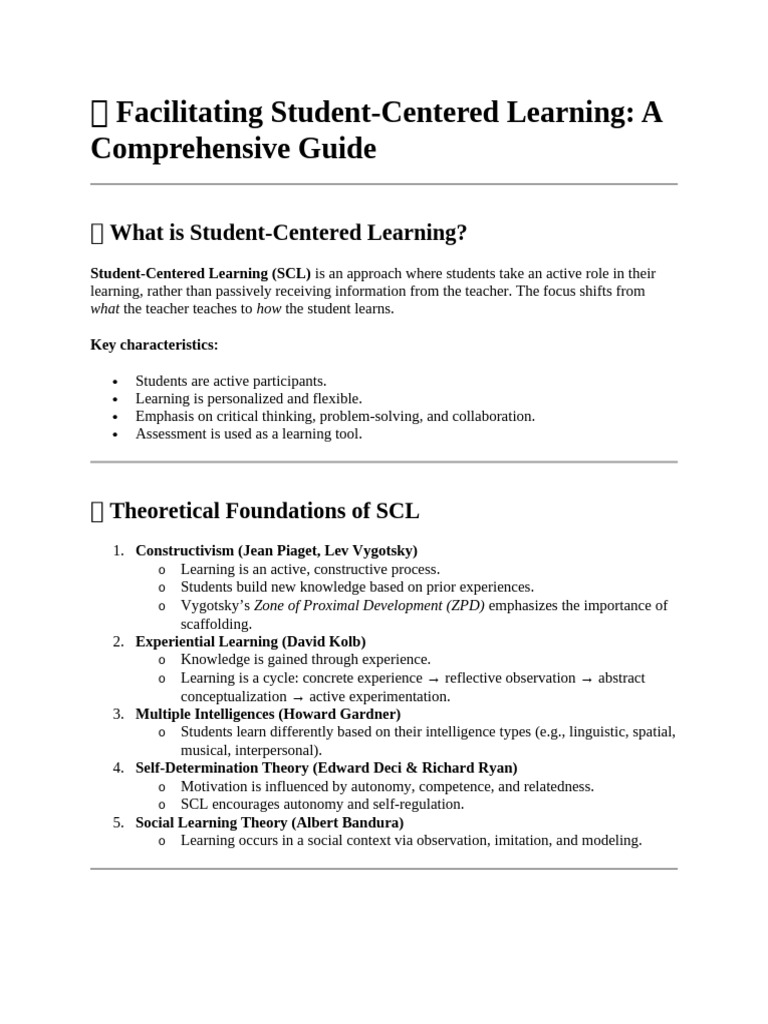 Student Centered Learning | PDF | Learning | Pedagogy