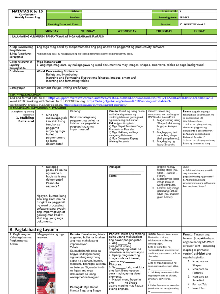 DLL - Epp Ict 5 - q1 w2 | PDF