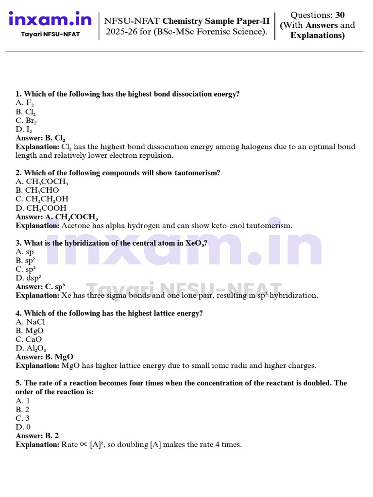 Nfsu Nfat Chemistry SP II | PDF | Chemical Bond | Aluminium