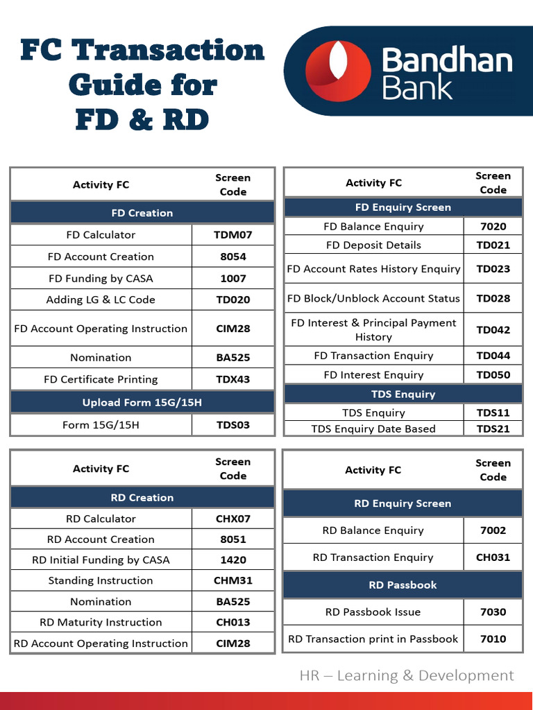 One Pager FD & RD FC-Screen Code | PDF